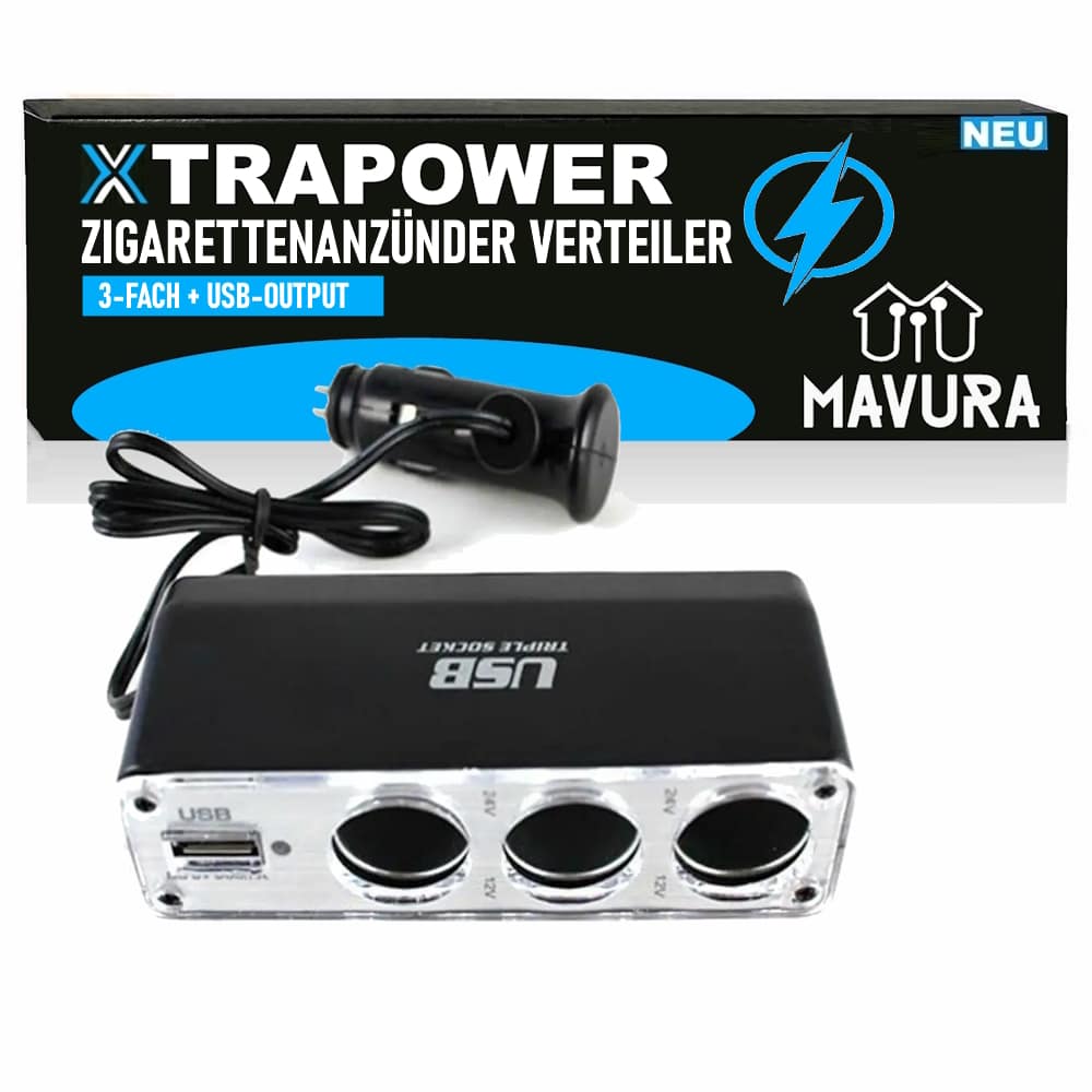 XTRAPOWER Zigarettenanzünder Verteiler Auto 12V/24V KFZ Adapter 3-Fach ...